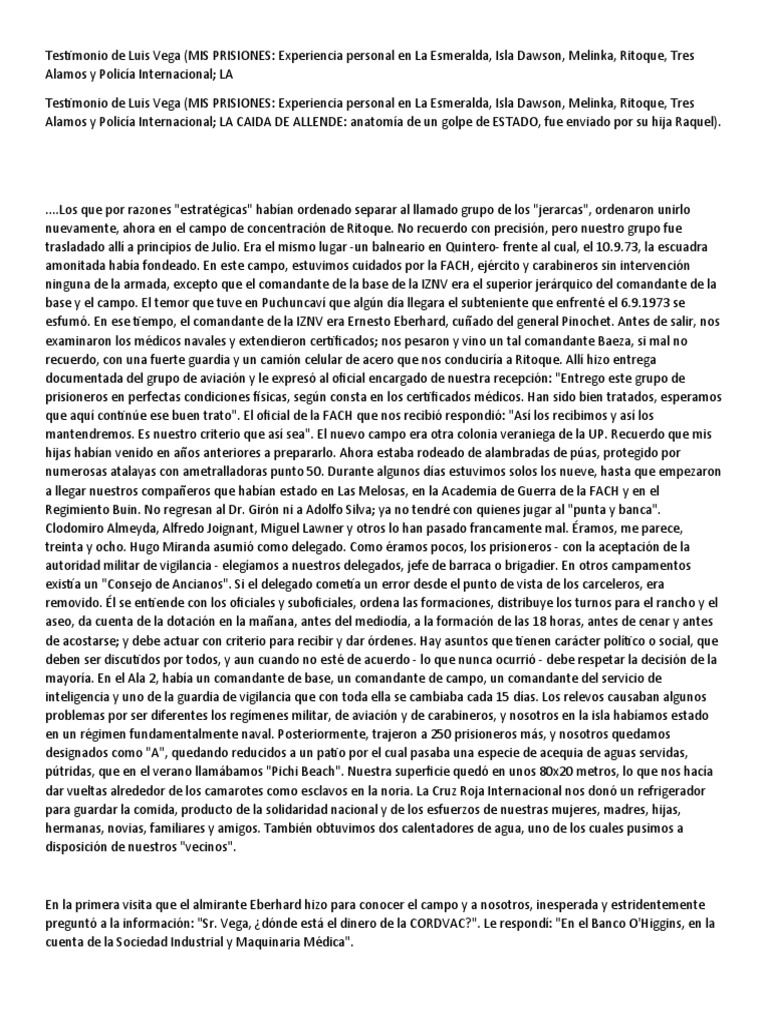 Testimonio de Luis Vega | PDF