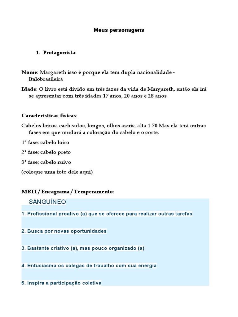 Meus Personagens | PDF | Amor | Família