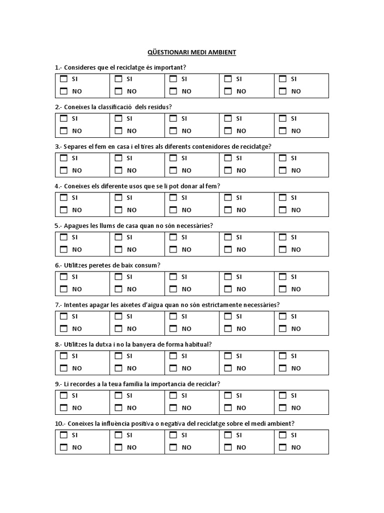 Questionari Medi Ambient | PDF