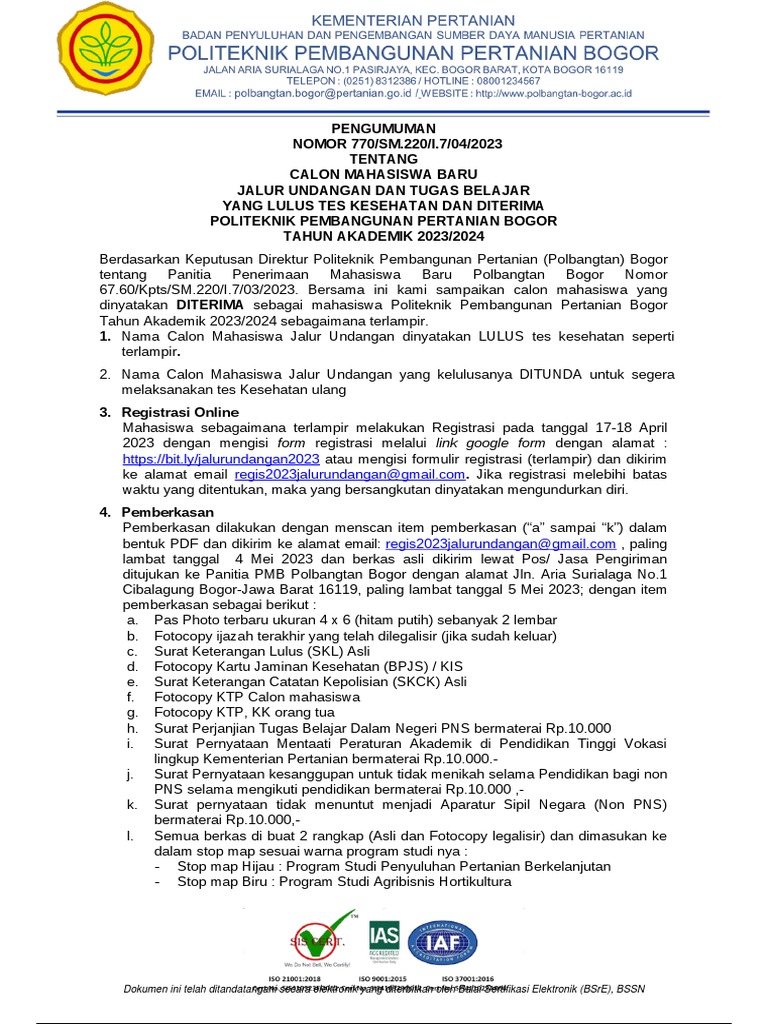Dokumen Ini Telah Ditandatangani Secara Elektronik Yang Diterbitkan Oleh Balai Sertifikasi ...