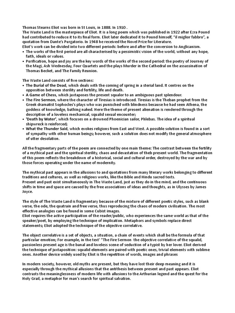Eliot End The Waste Land | PDF | T. S. Eliot