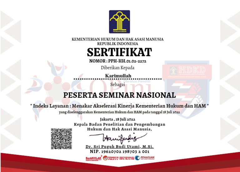 Sertifikat Seminar | PDF