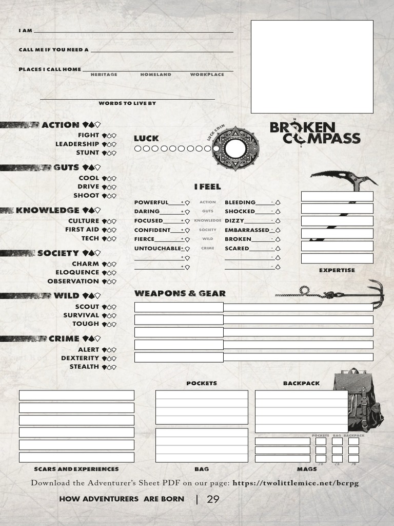 Broken Compass Character Sheet | PDF