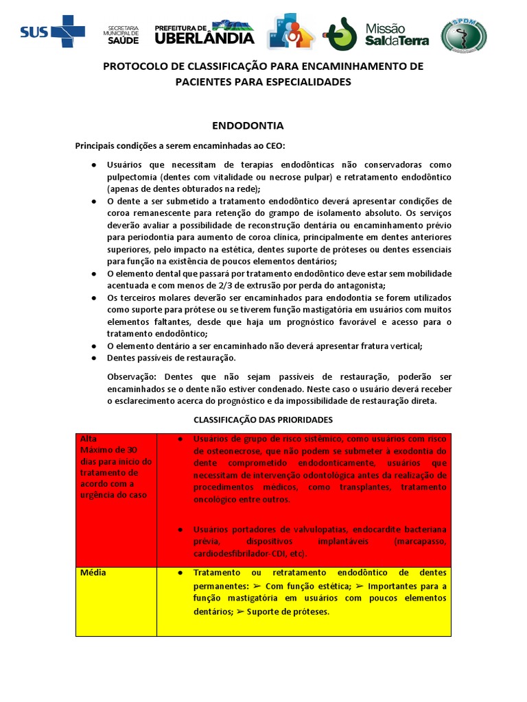 Protocolo de Classificação para Encaminhamento de Pacientes para ... Protocolo de Classificação para Encaminhamento de Pacientes para ...