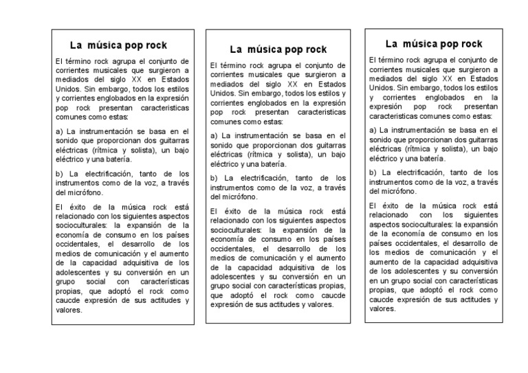 Los orígenes y características del género musical pop rock | PDF | La ...