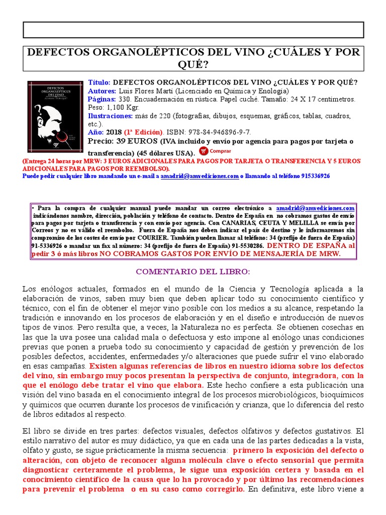 Defectos del Vino: Guía Completa | PDF | Vino | Conocimiento