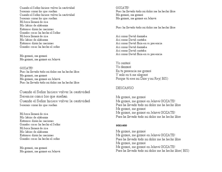 Cuando El Señor Hiciere Volver La Cautividad | PDF