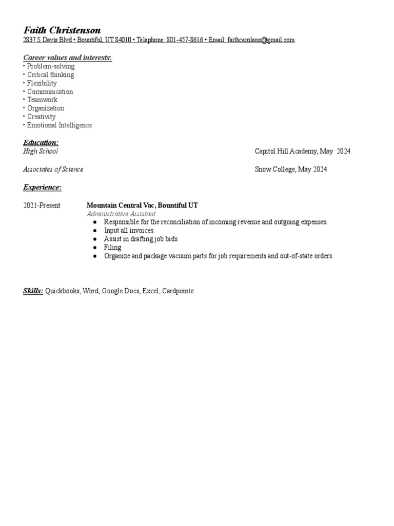 Faith Resume | PDF