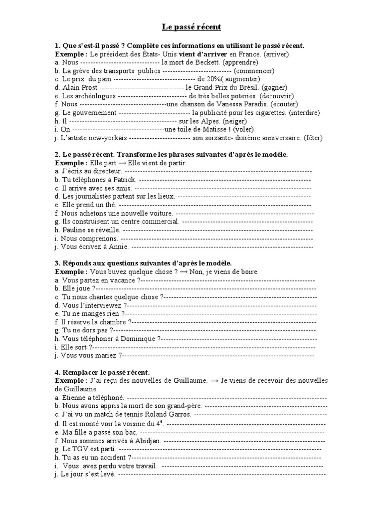 Le Passé Récent | PDF