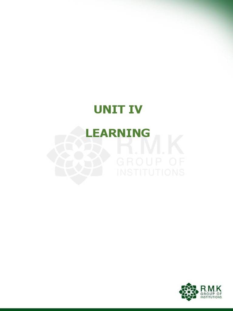 Unit Iv Learning | PDF | Support Vector Machine | Bayesian Network