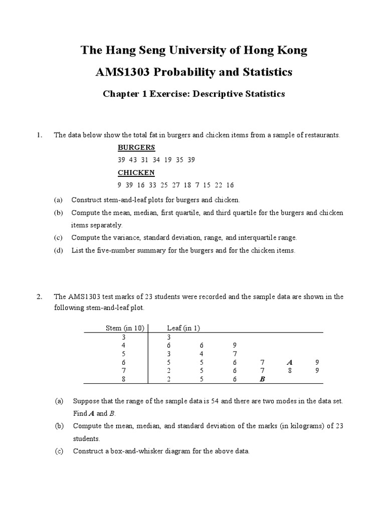 Chapter 1 Exercise | PDF | Statistical Theory | Analysis
