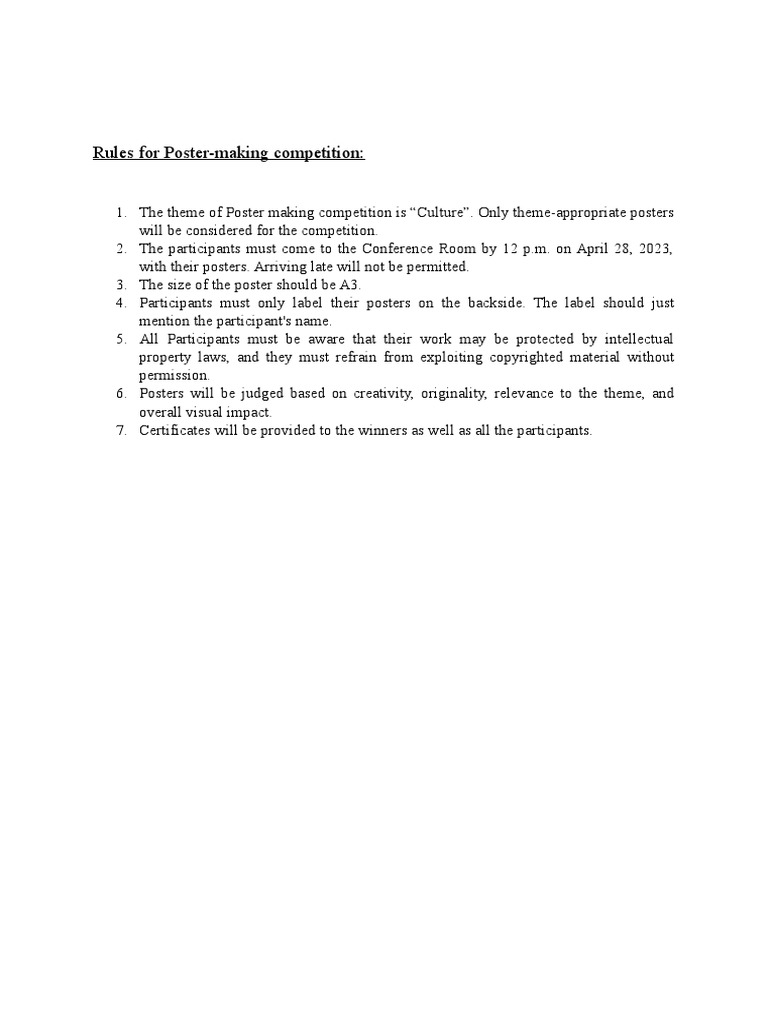 Culture Poster Competition Rules | PDF