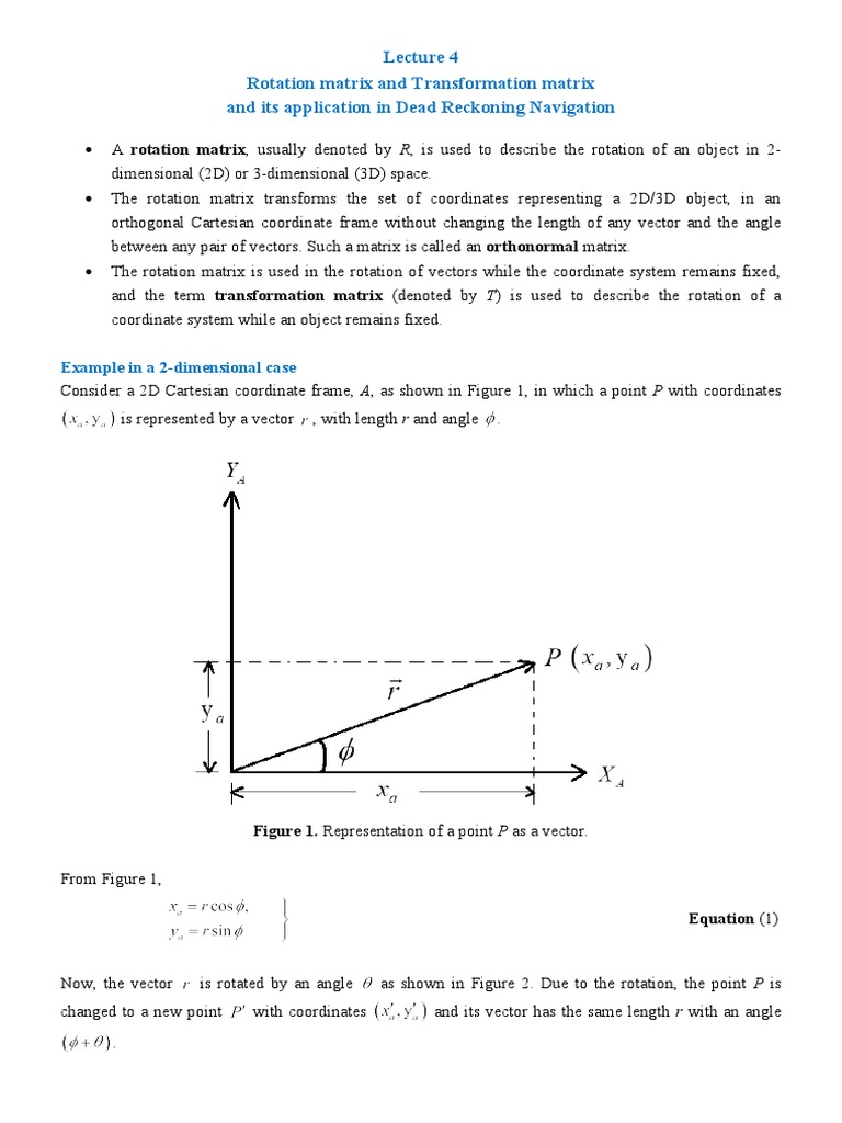 U17aei7203 Lecture 4 Pdf Euclidean Vector Cartesian Coordinate System