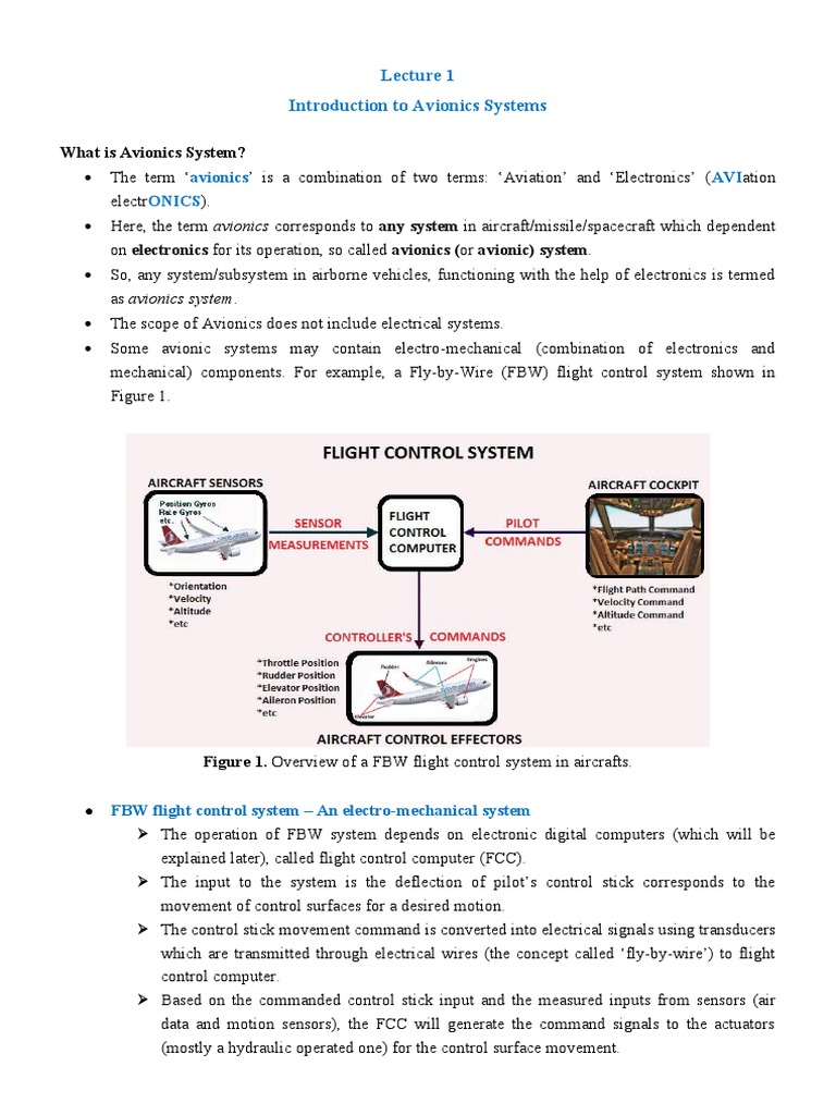 U17aei7203 Lecture 1 Pdf Avionics Aircraft Flight Control System