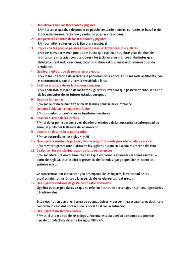 Que Oficio Tenían Los Trovadores y Juglares | PDF | Poesía