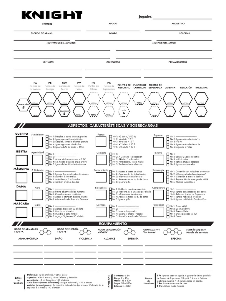 Ficha Knight Modulos Expandidos Editable | PDF