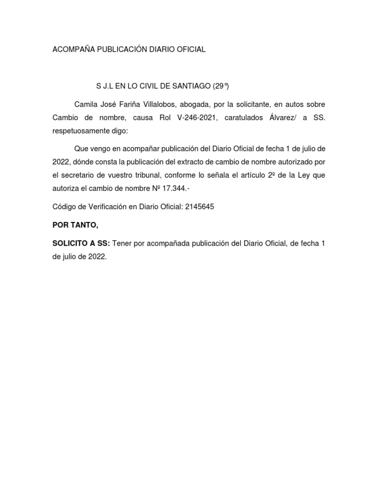 Acompaña Publicación Diario Oficial | PDF | Política