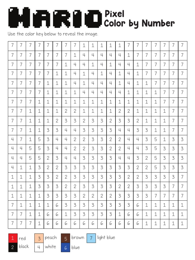 Super Mario Color by Number | PDF | Pixel | Artistic Techniques