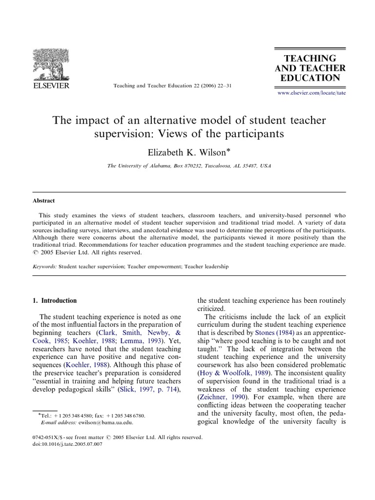 The Impact of An Alternative Model of Student Teacher | PDF | Teachers ...