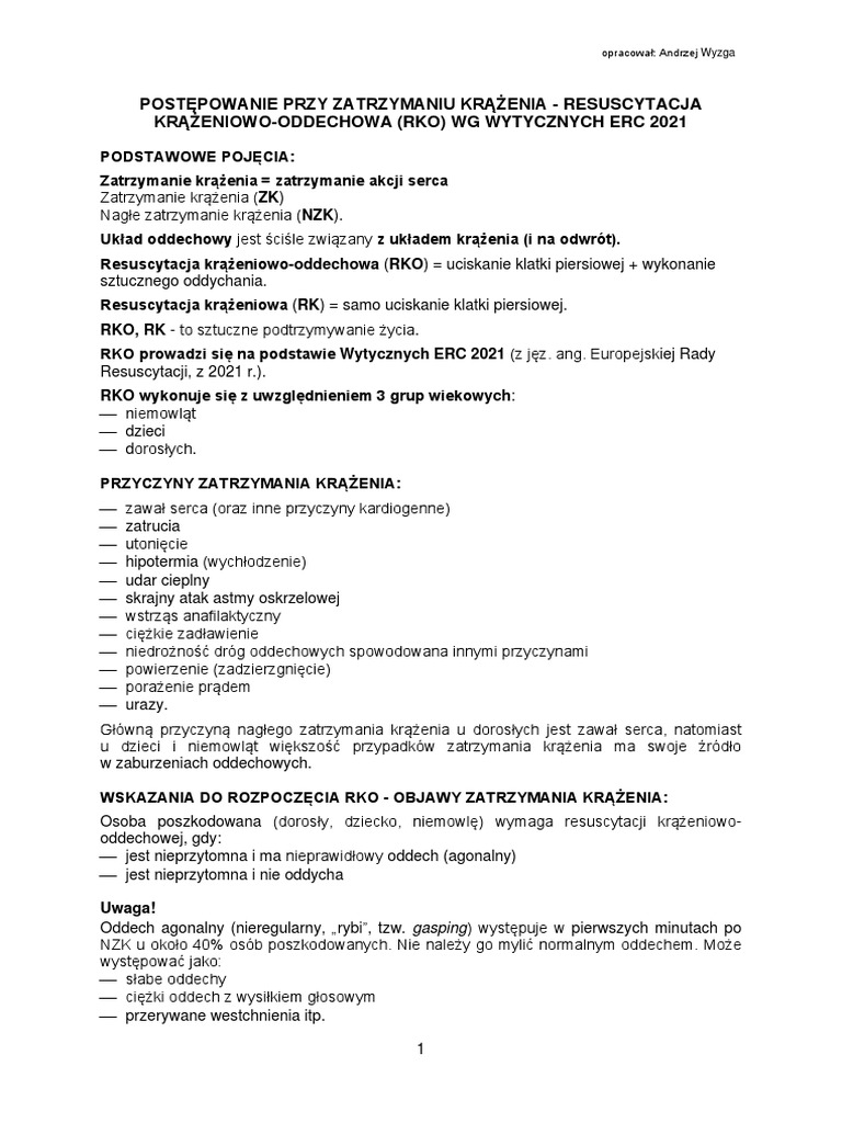4 Postepowanie Przy Zatrzymaniu Krazenia - Resuscytacja Krazeniowo ...