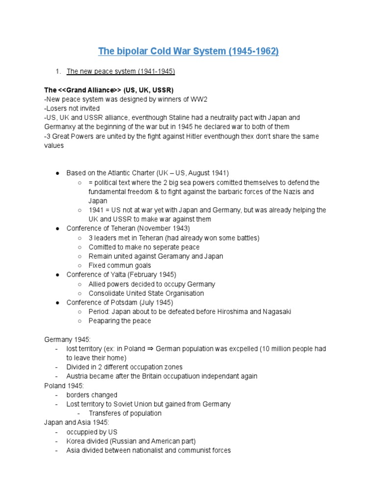 The Emergence of the Bipolar Cold War System Between Liberalism and ...