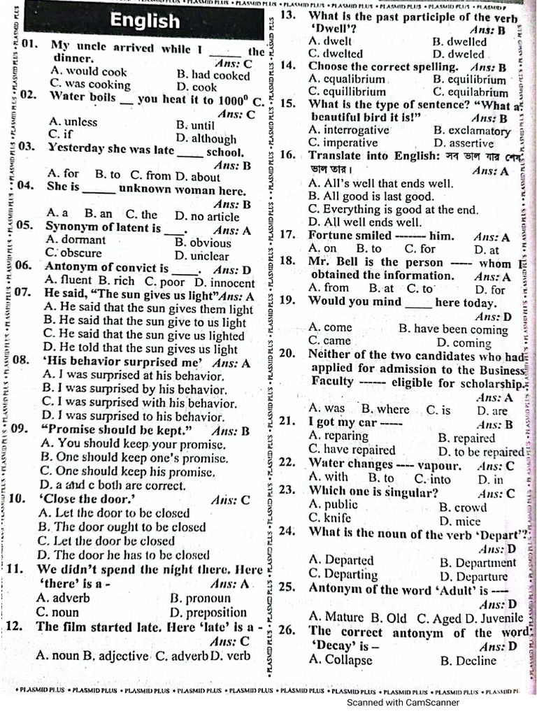 English Most Important 410 MCQ | PDF