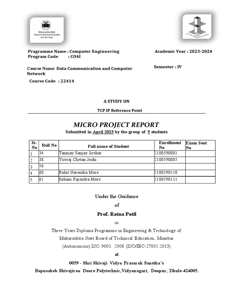 DCC Proposal and MicroProject Group 9 | PDF | Computer Network | Internet Protocols