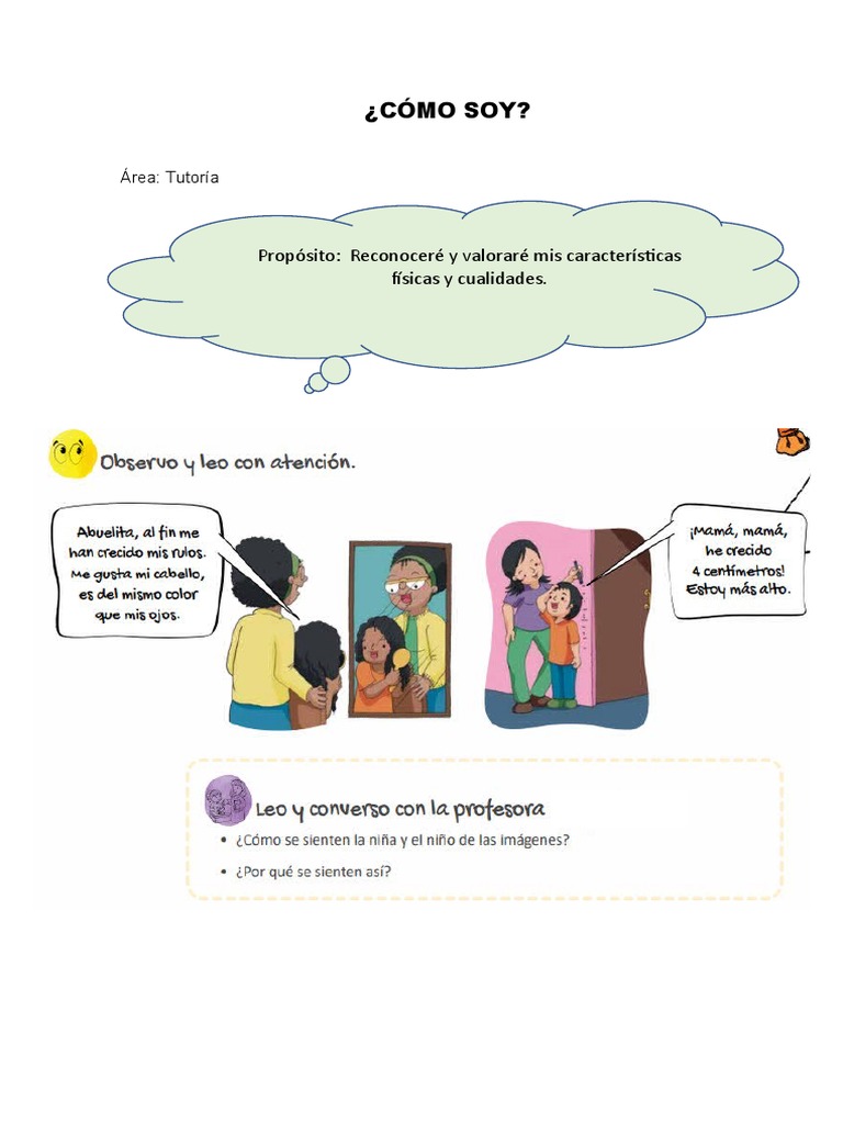 Portada de Tutoría: ¿Cómo Soy? | PDF