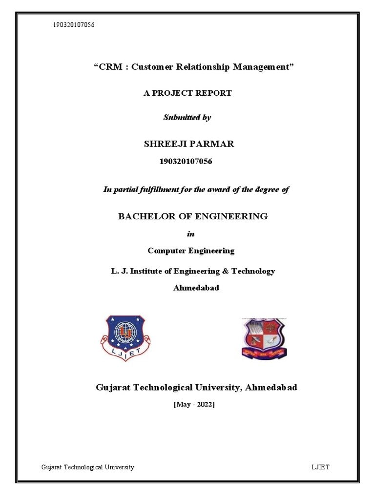 CRM Project Report on Customer Relationship Management | PDF | Customer ...