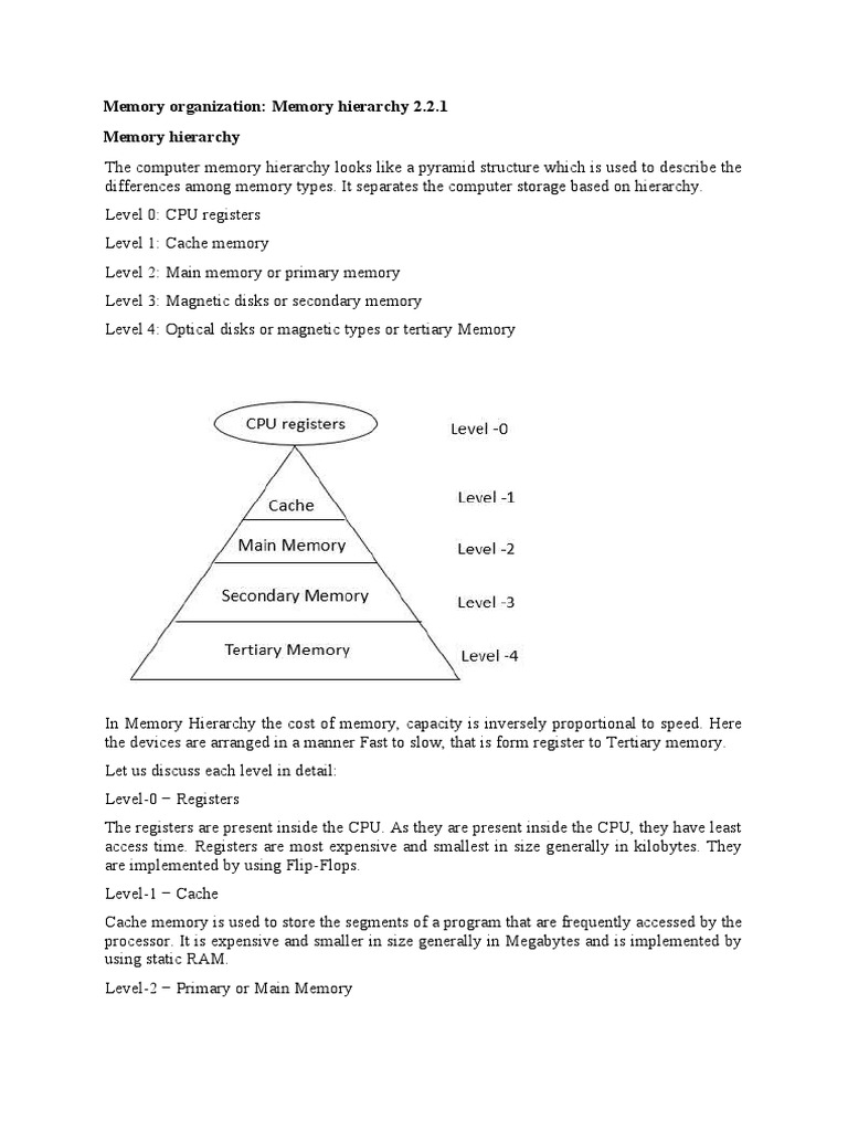 Memory Organization Memory Hierarchy 2.2.1 | PDF | Computer Data ...