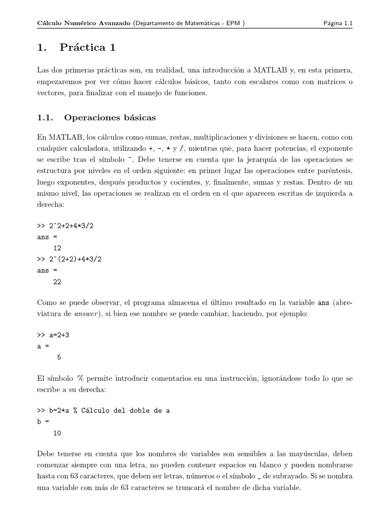 PR Actica 1: 1.1. Operaciones B Asicas | PDF | Matriz (Matemáticas) | Funciones trigonométricas