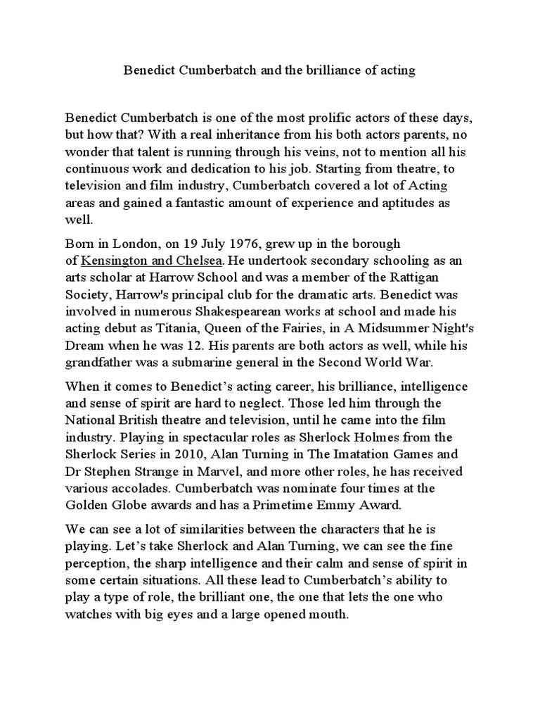 Benedict Cumberbatch and the Brilliance of Acting | PDF