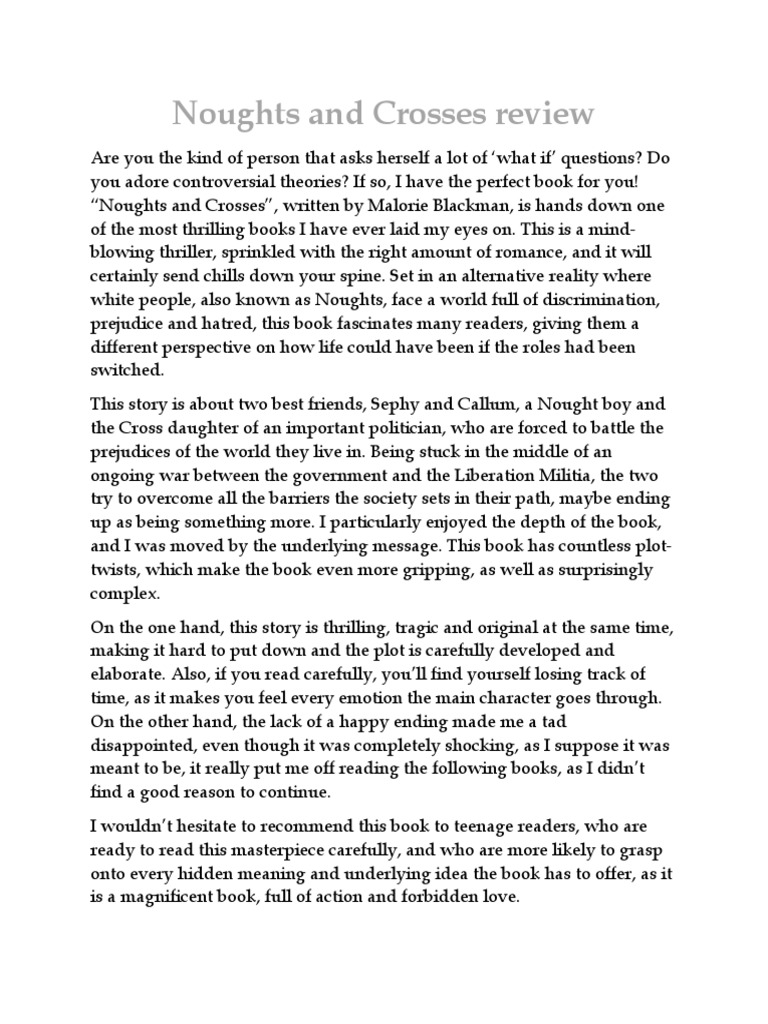 Noughts and Crosses Book Review | PDF
