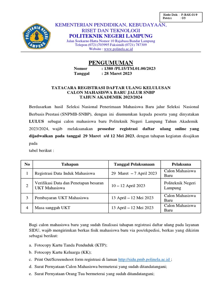 Tata Cara Registrasi | PDF