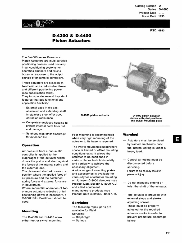 Karta Katalogowa D4300 Johnosn Controls | PDF