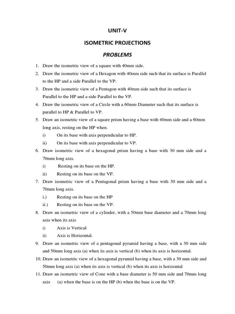 Unit-V Isometric Projections | PDF | Sports & Recreation | Teaching Methods & Materials
