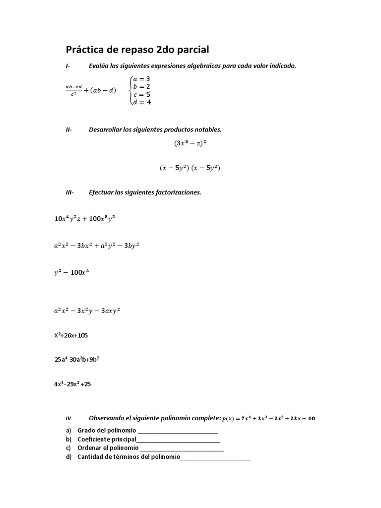 Práctica de Repaso 2do Parcial MATEMATICA | PDF | Número complejo | Ecuaciones