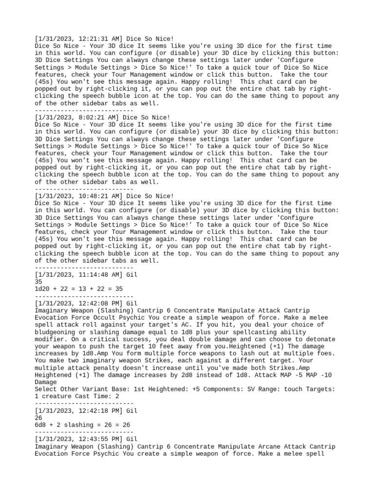 FVTT Log Tue Feb 07 2023 | PDF