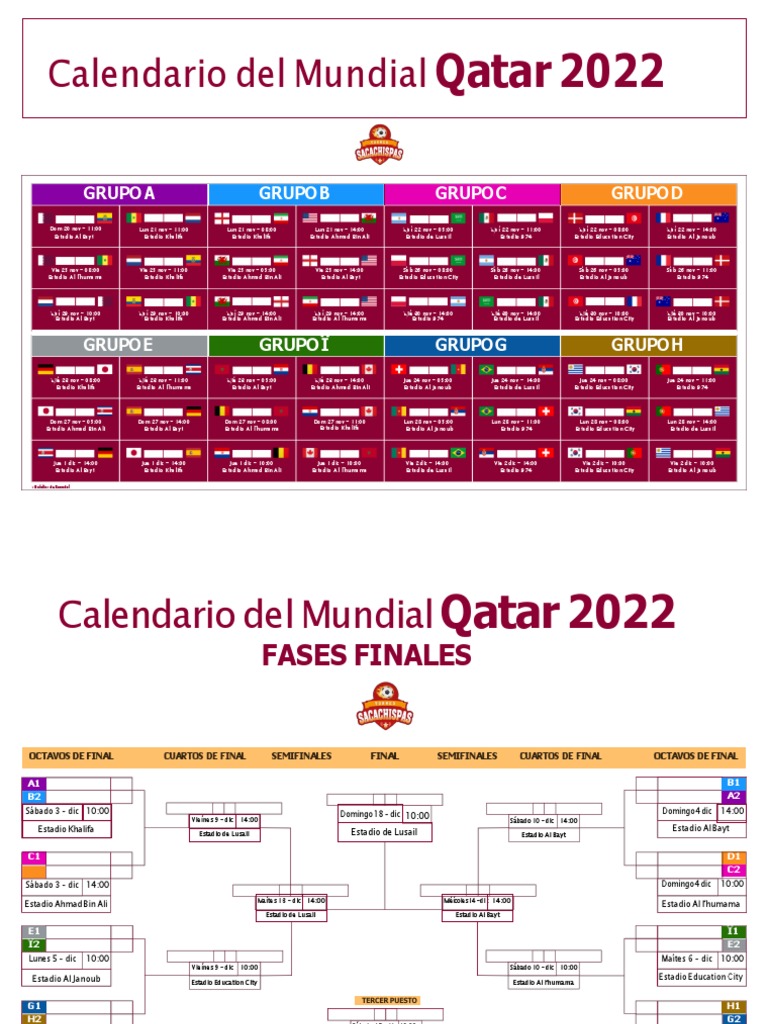 Calendario Mundial Qatar 2022 PDF | PDF