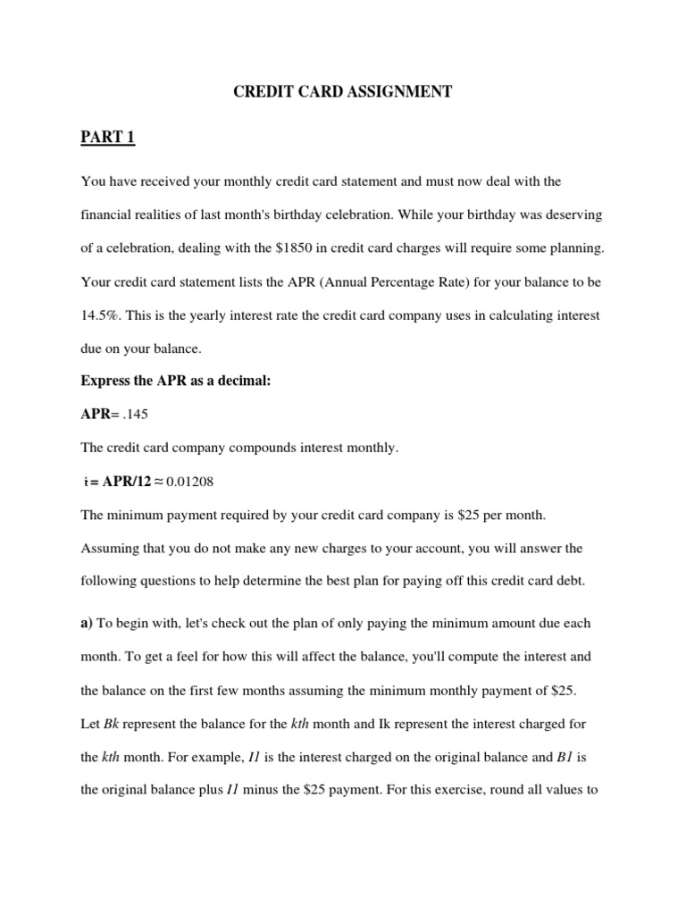 Jimmy's Credit Card Payment Analysis | PDF | Interest | Annual ...