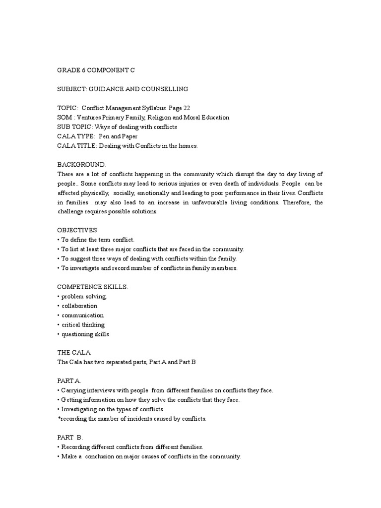 1guidance and Counselling Grade 6 Cala COMPONENT C | PDF
