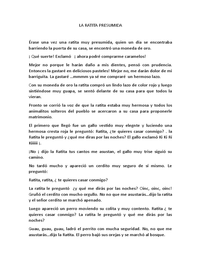 La Ratita Presumida: Cuento Completo | PDF