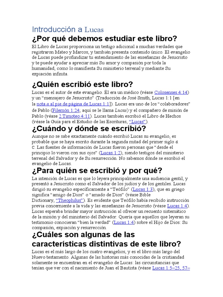 Lucas | PDF | Evangelio De Lucas | Jesús