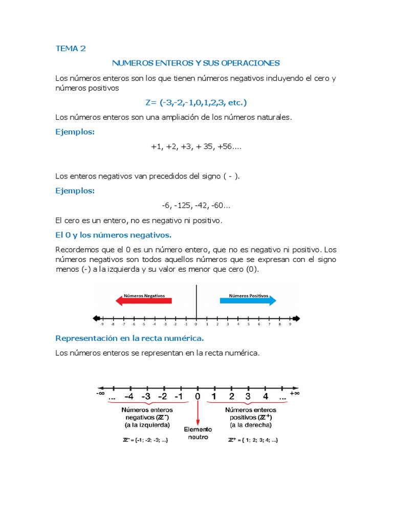 Números Enteros y sus Operaciones | PDF