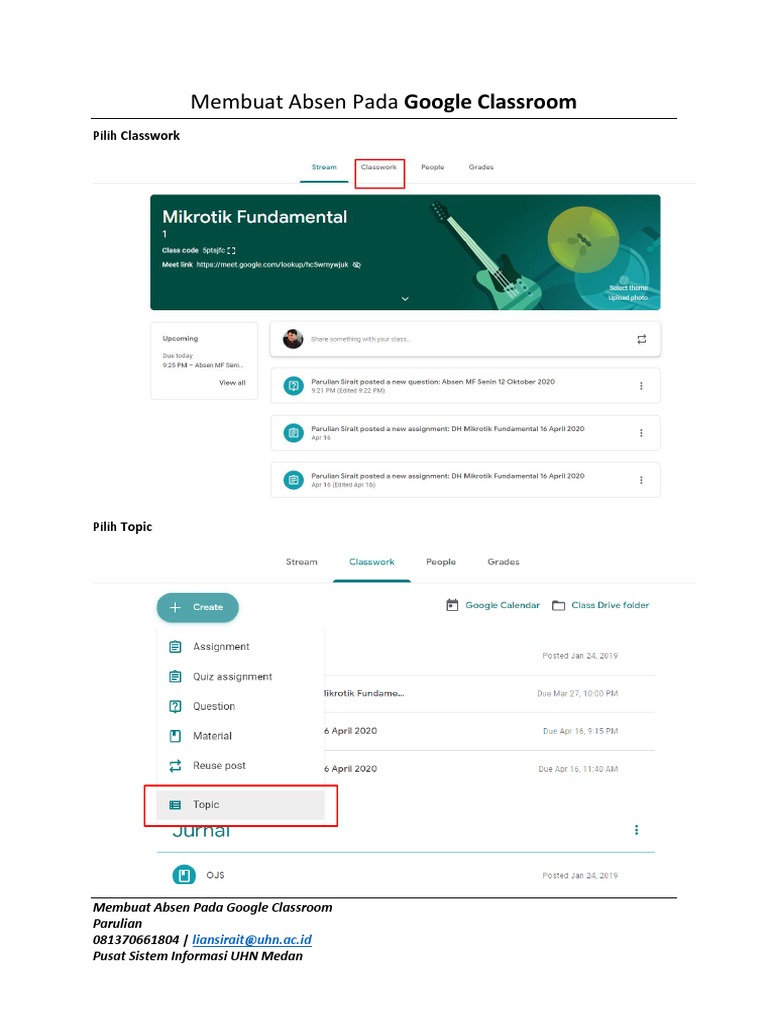 Membuat Absen Pada Google Classroom | PDF