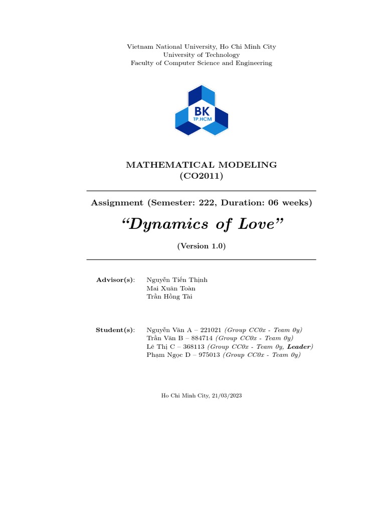 "Dynamics of Love": Mathematical Modeling (CO2011) | PDF | Ordinary ...