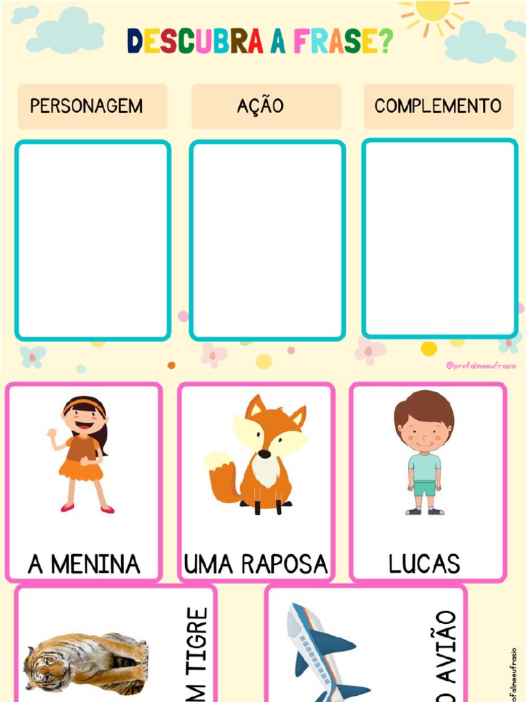 DESCUBRA A FRASE-Sujeito - Verbo - Ação | PDF
