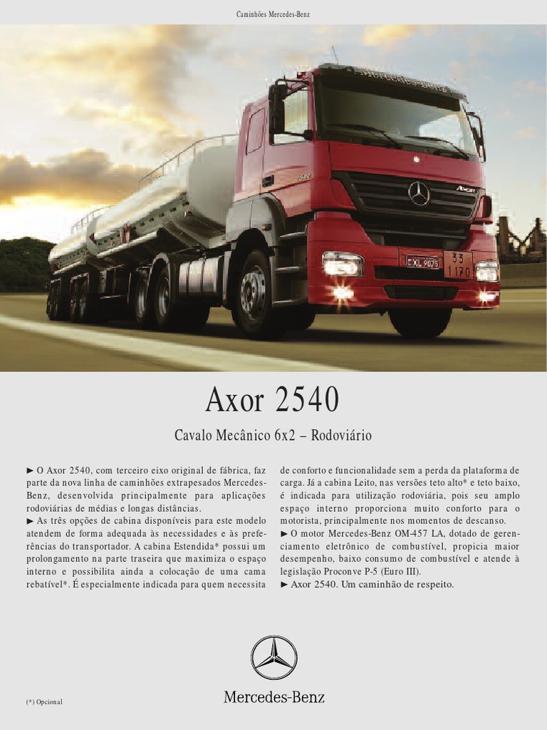 Detalhamento técnico do caminhão Mercedes-Benz Axor 2540, modelo ...