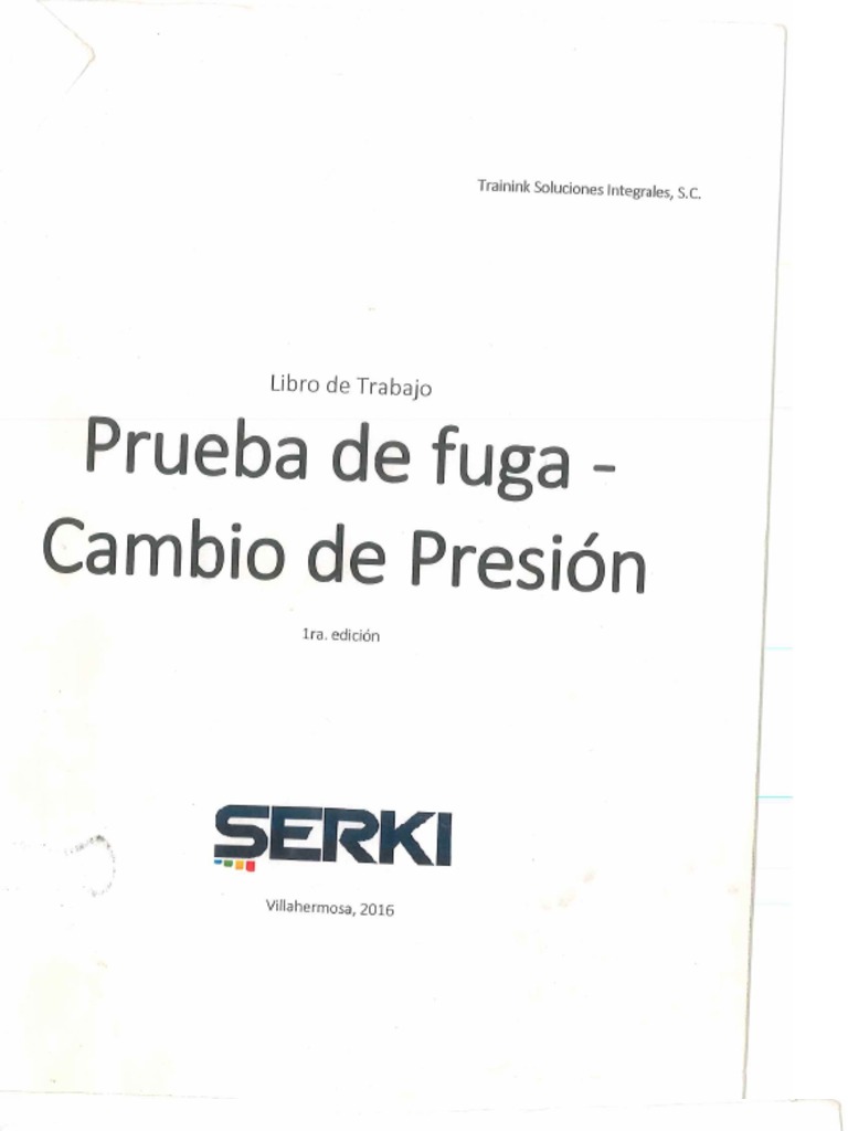 Libro de Prueba Fuga y Cambio de Presion Serki 1ra. Edicion | PDF