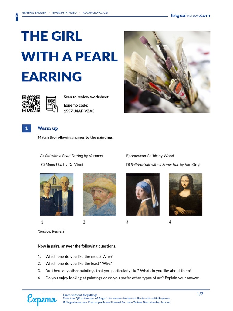 The Girl With A Pearl Earring British English Student | PDF | Paintings